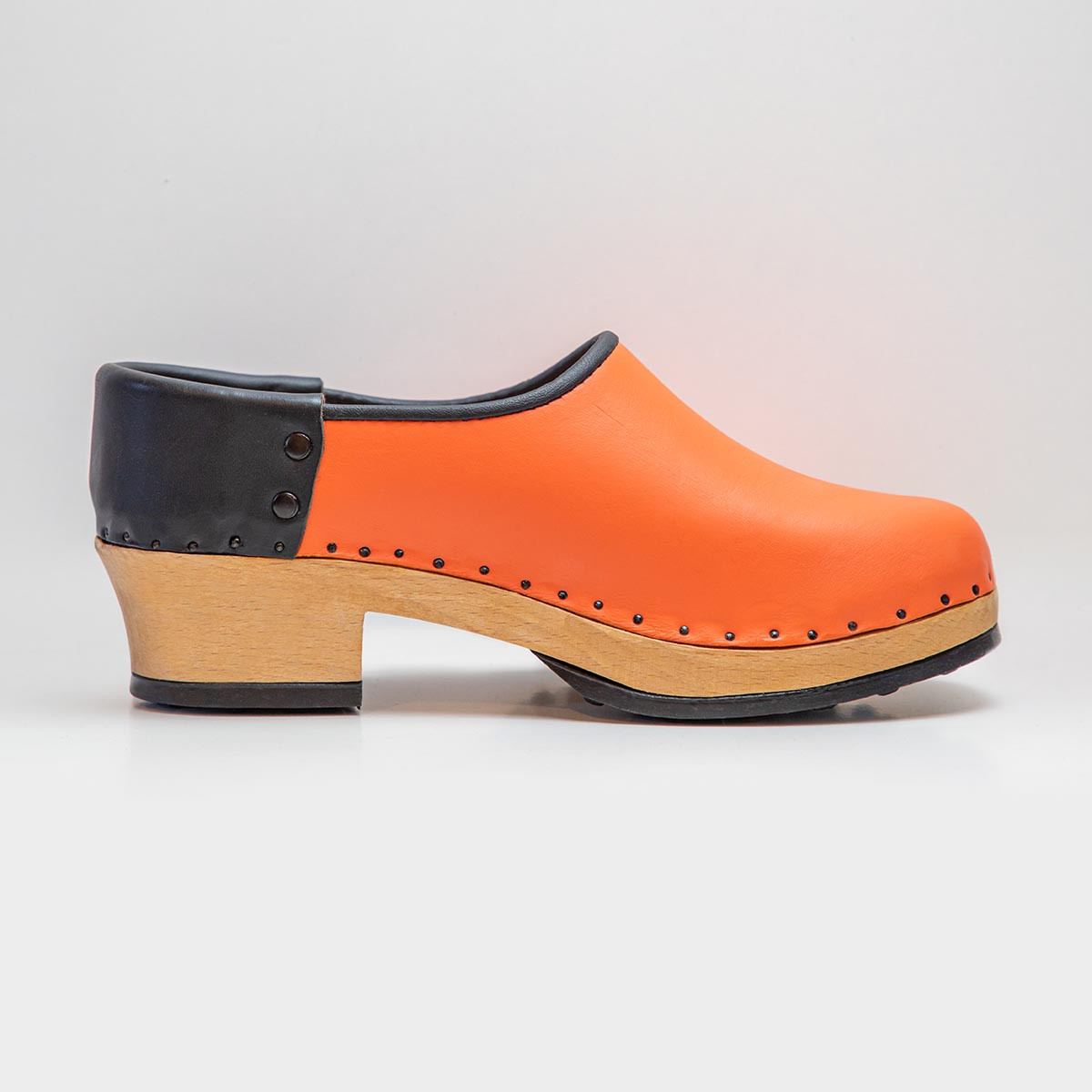 Galoche Orange (cuir, bois), fabrication made in France - galoche chaussure