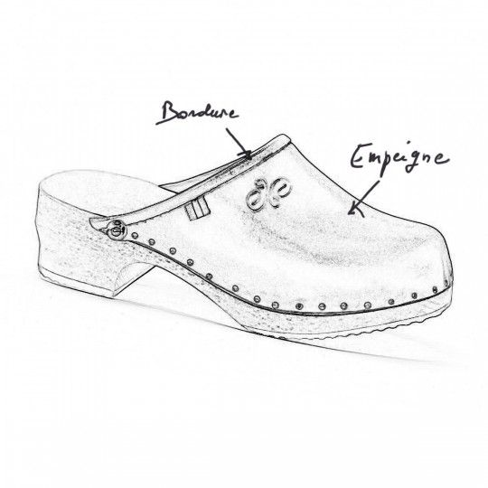 Sabot personnalisé (cuir, bois), fabrication artisanale made in France